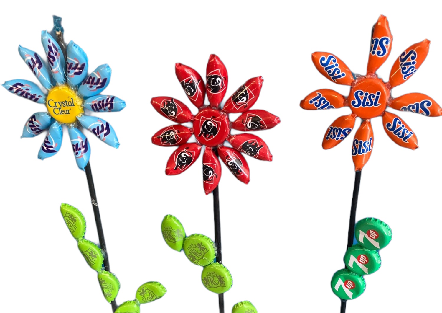 Vrolijke bloemen maken van blik en dopjes » Crea met kids