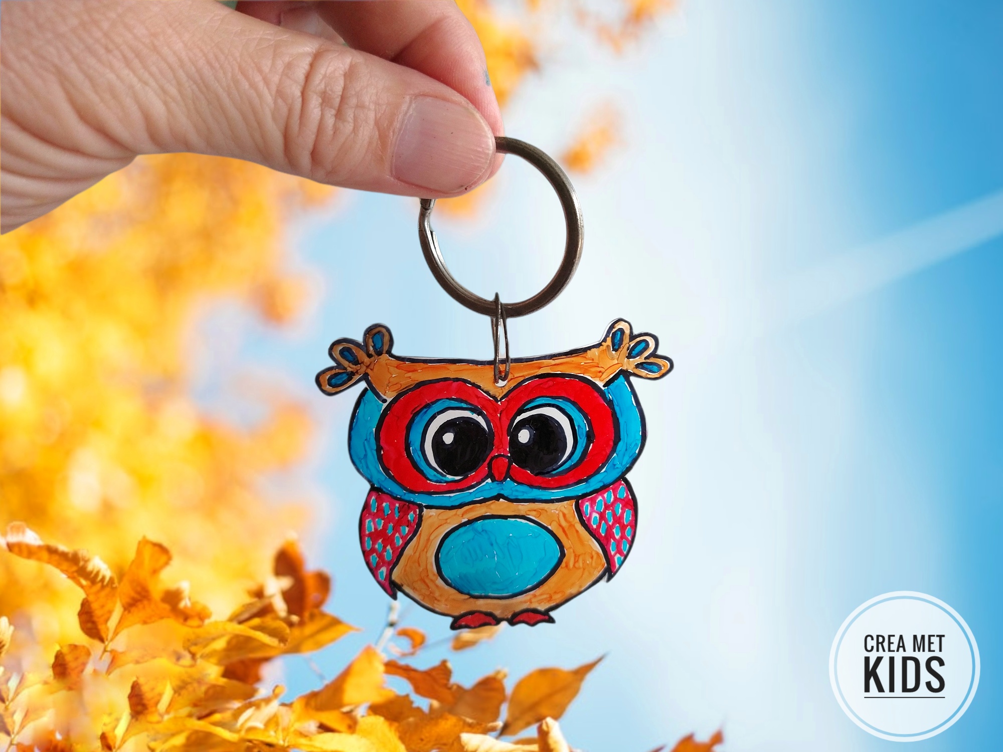 Sleutelhanger uil maken met Krimpie » Crea met kids