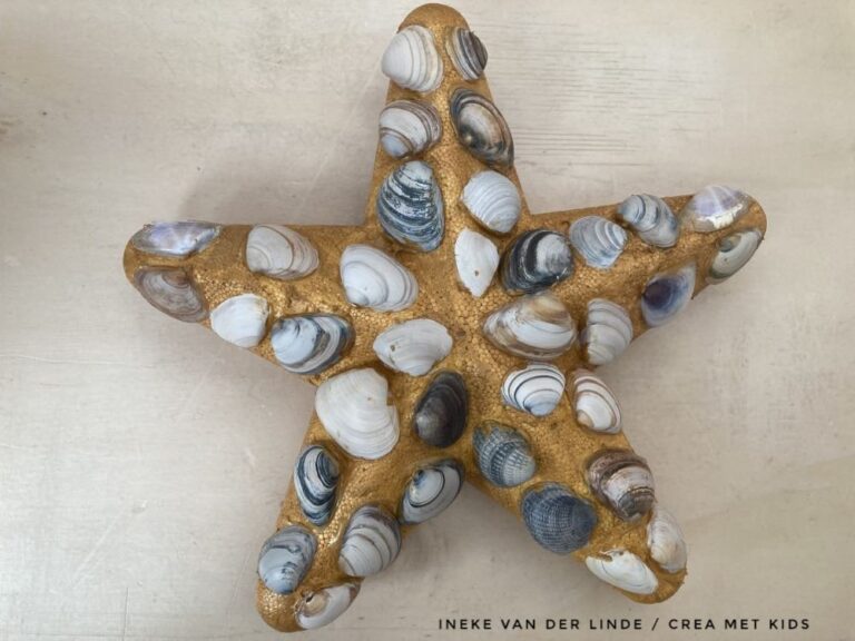 Zeester maken van styropor, verf en schelpen » Crea met kids