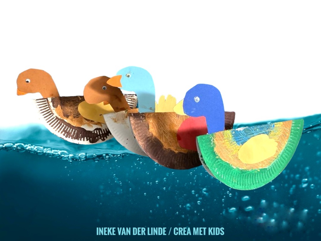 Eendje knutselen met papieren bordje » Crea met kids